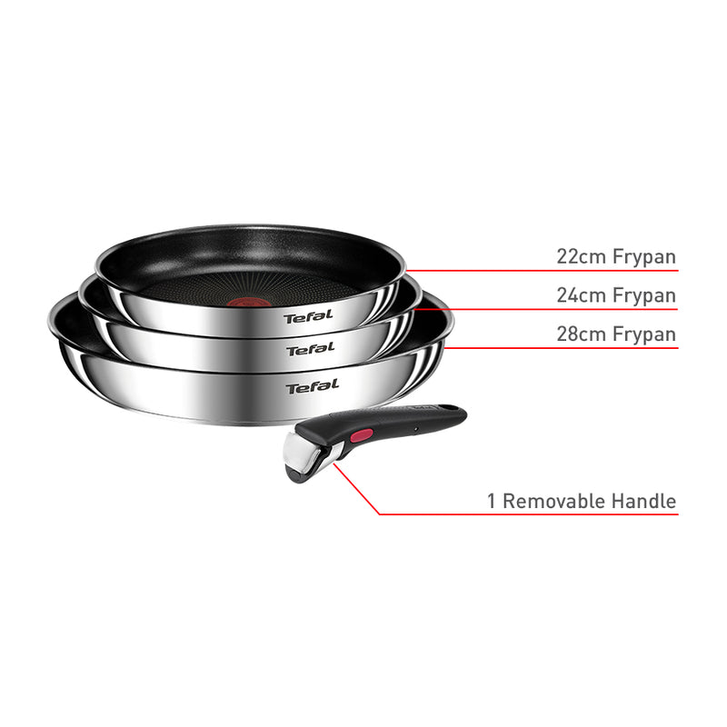 Tefal Ingenio Emotion Induction Non-stick Stainless Steel 4pc Frypan S